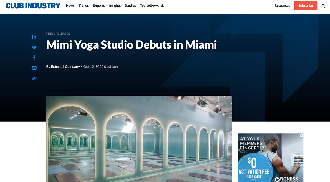 CLUB INDUSTRY: Mimi Yoga Studio Debuts in Miami – MIMI YOGA